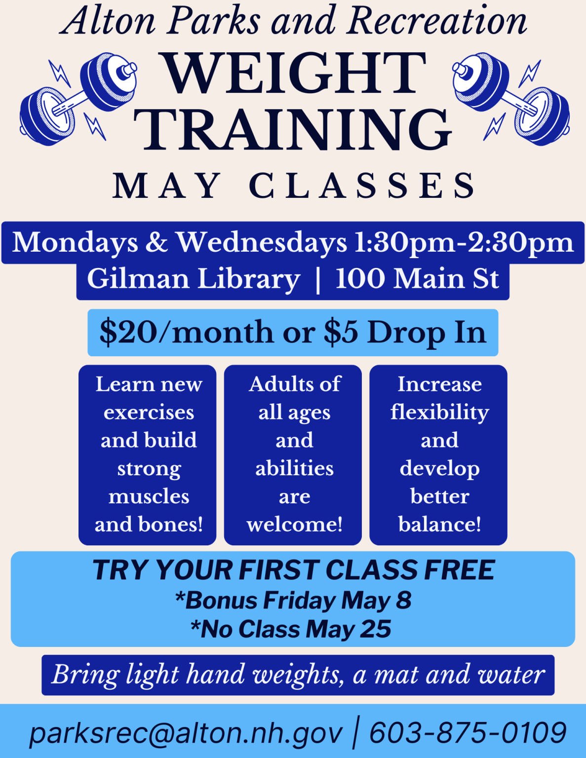 Weight Training - Town of Alton, NH